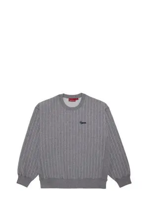Supreme Pinstripe Crewneck 'heather Grey' Grey