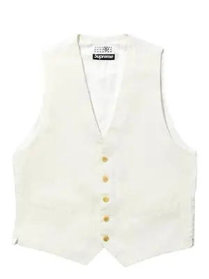 Supreme X Mm6 Maison Margiela Washed Cotton Suit Vest - Cream