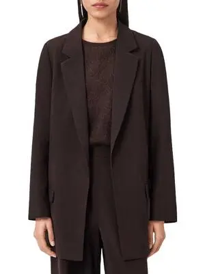 ALLSAINTS Aleida Long Blazer - Oxblood Red