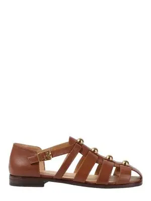 Valentino Garavani Valentino Garavani Studded Leather Fisherman Sandals Brown