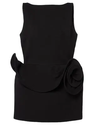 Magda Butrym Floral-appliqué Ruffled Mini Dress - Black