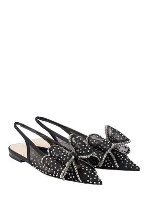 Mach & Mach Le Cadeau Mesh Slingback Flats - Black