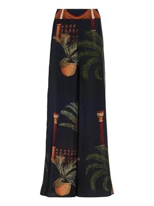 Johanna Ortiz Printed Wide-leg Pants - Blue