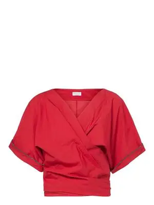 Brunello Cucinelli Cotton-blend Blouse - Red