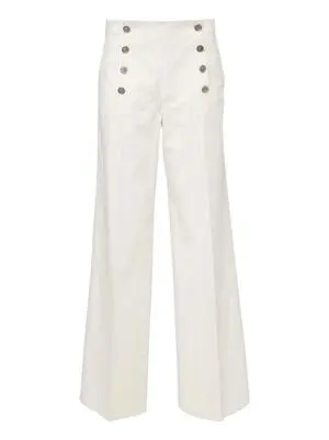 Etro Cotton-blend Wide-leg Trousers - White