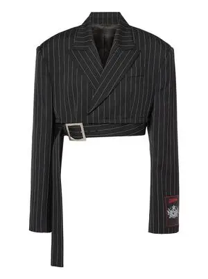 JEAN PAUL GAULTIER Jean Paul Gaultier Pinstripe Cropped Blazer