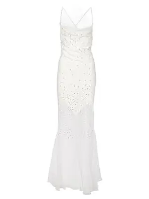 Rabanne Embellished Sheer Gown - White