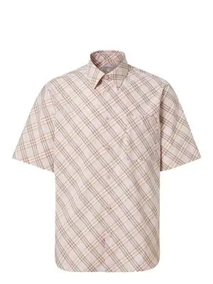 Burberry Check Cotton Bowling Shirt - Beige