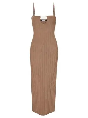 Jacquemus Sierra Ribbed-knit Midi Dress - Brown
