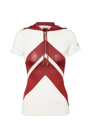 JEAN PAUL GAULTIER Hooded Chevron Jersey Top - Multicoloured