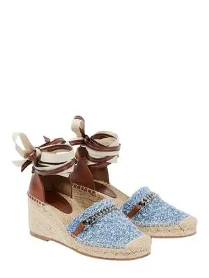 Stella McCartney Gaia Denim Bouclé Espadrilles - Blue