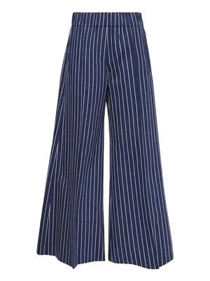 Brunello Cucinelli Cotton And Silk Wide-leg Pants - Blue