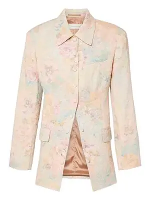 Dries Van Noten Floral Linen-blend Jacquard Blazer - Pink