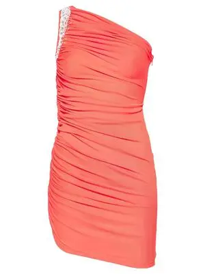 David Koma Crystal-claw Draped Mini Dress - Orange