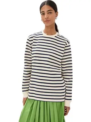 Tibi Striped Perfect Tee - Navy Multi