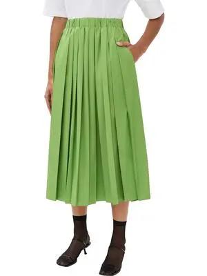 Tibi Pleated Midi Skirt - Lime