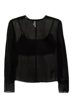 Vince Chiffon Lace-trim Blouse - Black