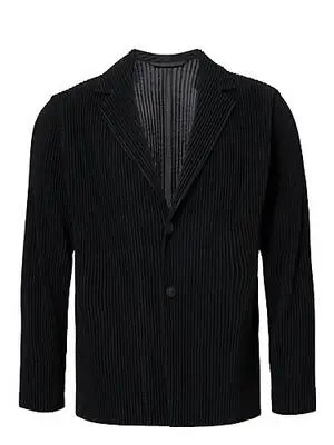 Issey Miyake Basics Notch-lapels Slim-fit Knitted Blazer - Black