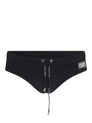 Dolce & Gabbana Swim Briefs With Logo Drawstring And Logo Tag - Black