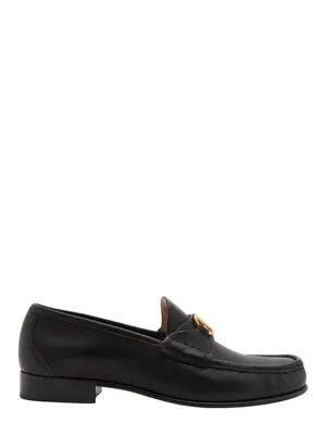 Valentino Garavani Vlogo Leather Loafers - Black
