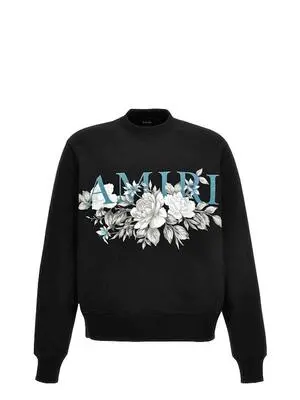 Amiri Floral Logo Crew - Black
