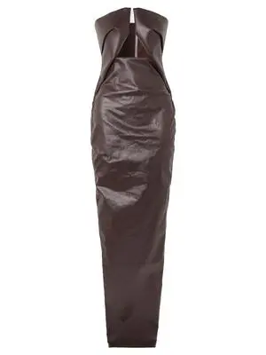 Rick Owens Strapless Coated-denim Gown - Brown