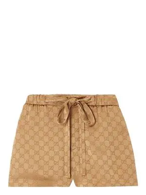 Gucci Gg Hammered Satin-jacquard Shorts - Metallic