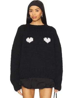 GOGO SWEATERS Two Hearts Slouchy Pullover - Jet