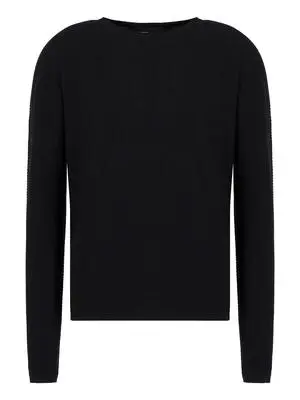 Giorgio Armani GIORGIO ARMANI Chevron Virgin Wool Crewneck Jumper Black