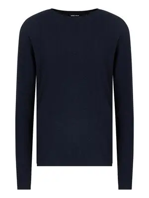 Giorgio Armani GIORGIO ARMANI Chevron Virgin Wool Crewneck Jumper Blue