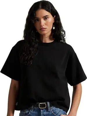 Ralph Lauren Relaxed Crop Fit Cotton Jersey Tee - Polo Black