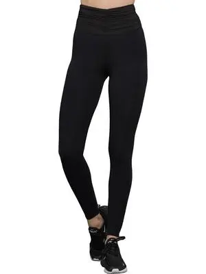 Carbon38 Ruched Mesh Legging In Melt - Black