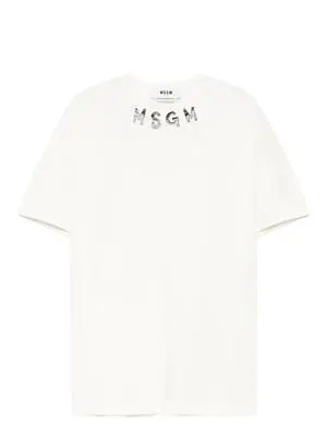 MSGM Logo-print T-shirt - Neutrals