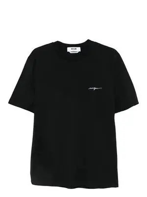 MSGM Logo-embroidered T-shirt - Black