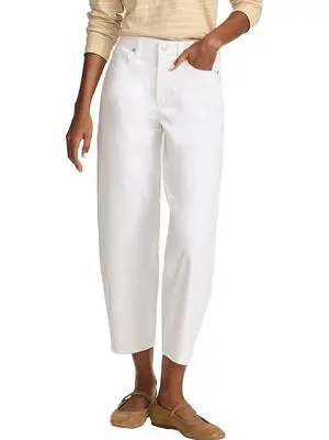 LANDS' END High Rise Barrel Leg Ankle Jeans - White