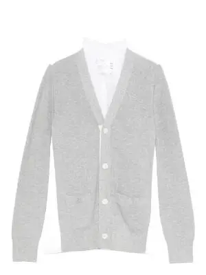 Sacai Pleat-detailed Cardigan - Grey