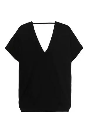 Plan C V-neck Cotton Top - Black