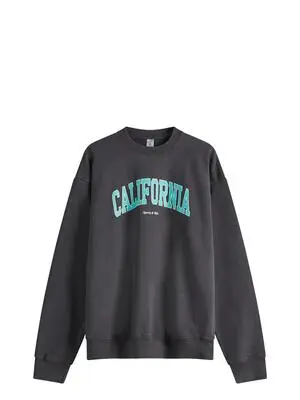 SPORTY & RICH California Crewneck - Faded Black Spring Green/white