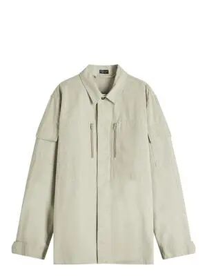 Balenciaga Cotton Ripstop Long Sleeve Military Shirt - Military Beige