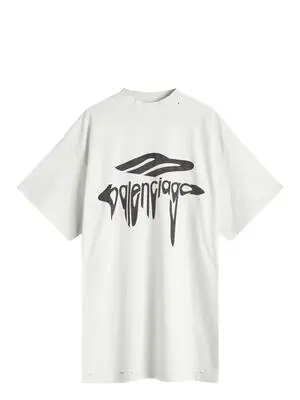 Balenciaga Wavy Logo Oversized T-shirt - Dirty White/black