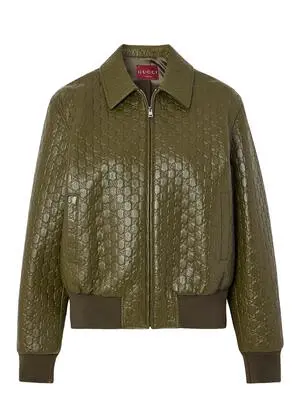 Gucci Embossed Leather Jacket - Green