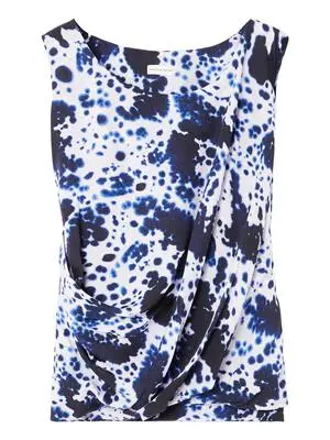 Dries Van Noten Draped Printed Satin Top - Blue