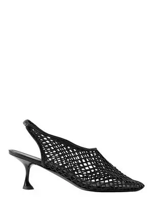 Proenza Schouler Tee Cutout Leather Slingback Pumps - Black