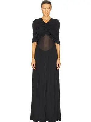 HELSA Philomena Jersey Dress With Mesh Bodice - Black