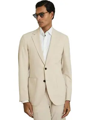 REISS Found Blazer Single-breasted Stretch Suit Blazer Slim-fit - Stone
