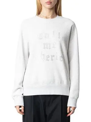 Zadig&Voltaire Call Me Cherie Rhinestone Sweatshirt - Gris Chine