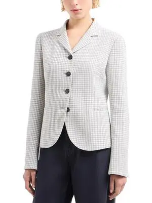 Emporio Armani Houndstooth Jacquard Blazer - White/grey