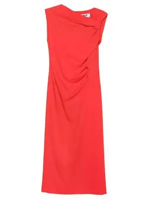 MSGM Asymmetric Midi Dress - Red