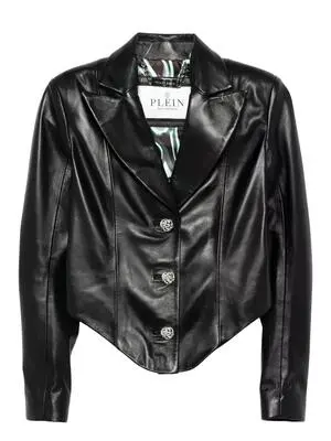 Philipp Plein Leather Blazer - Black