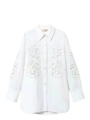 TWINSET Embroidered Poplin Shirt - White